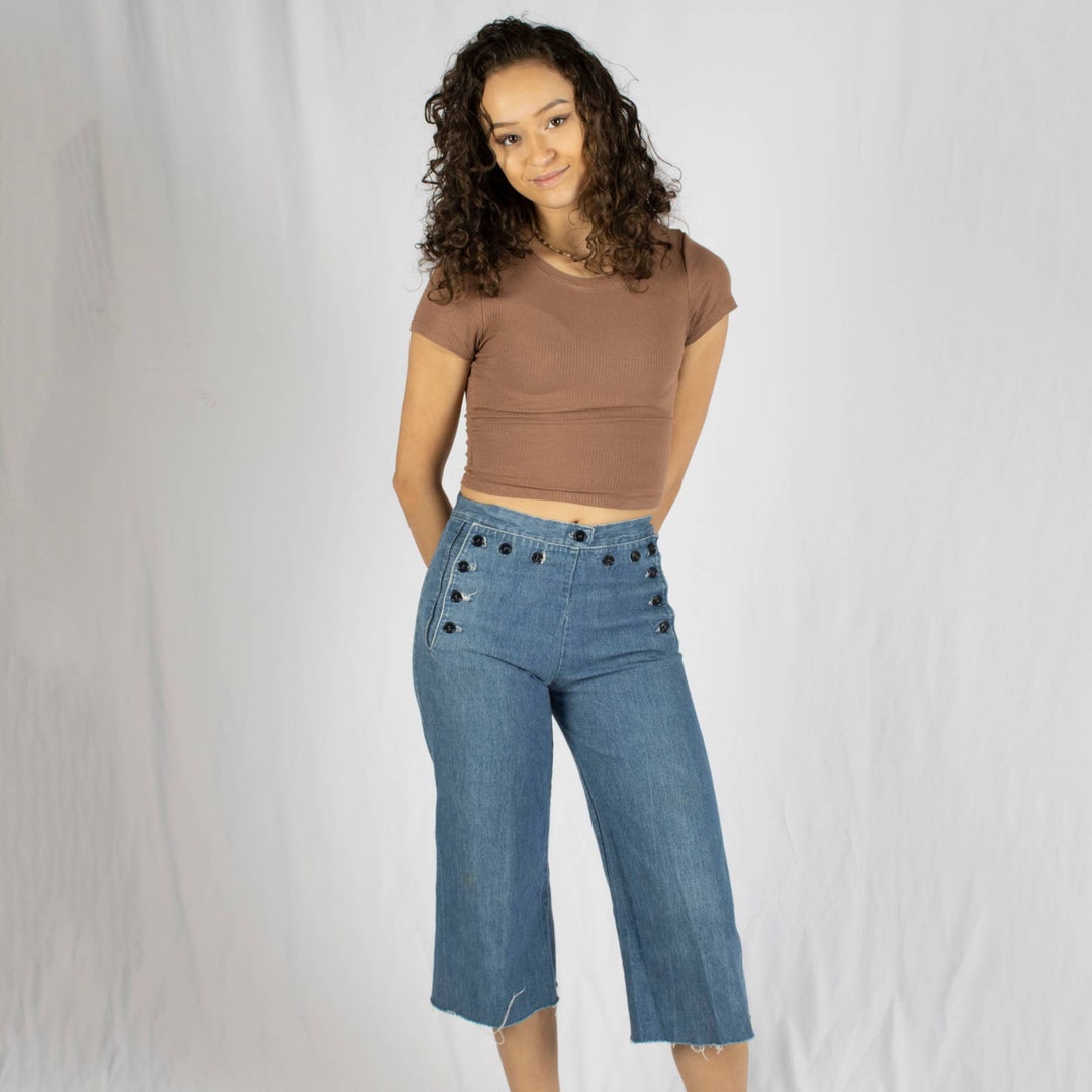 70s Denim Capris | 27" Waist | VTG - Etsy