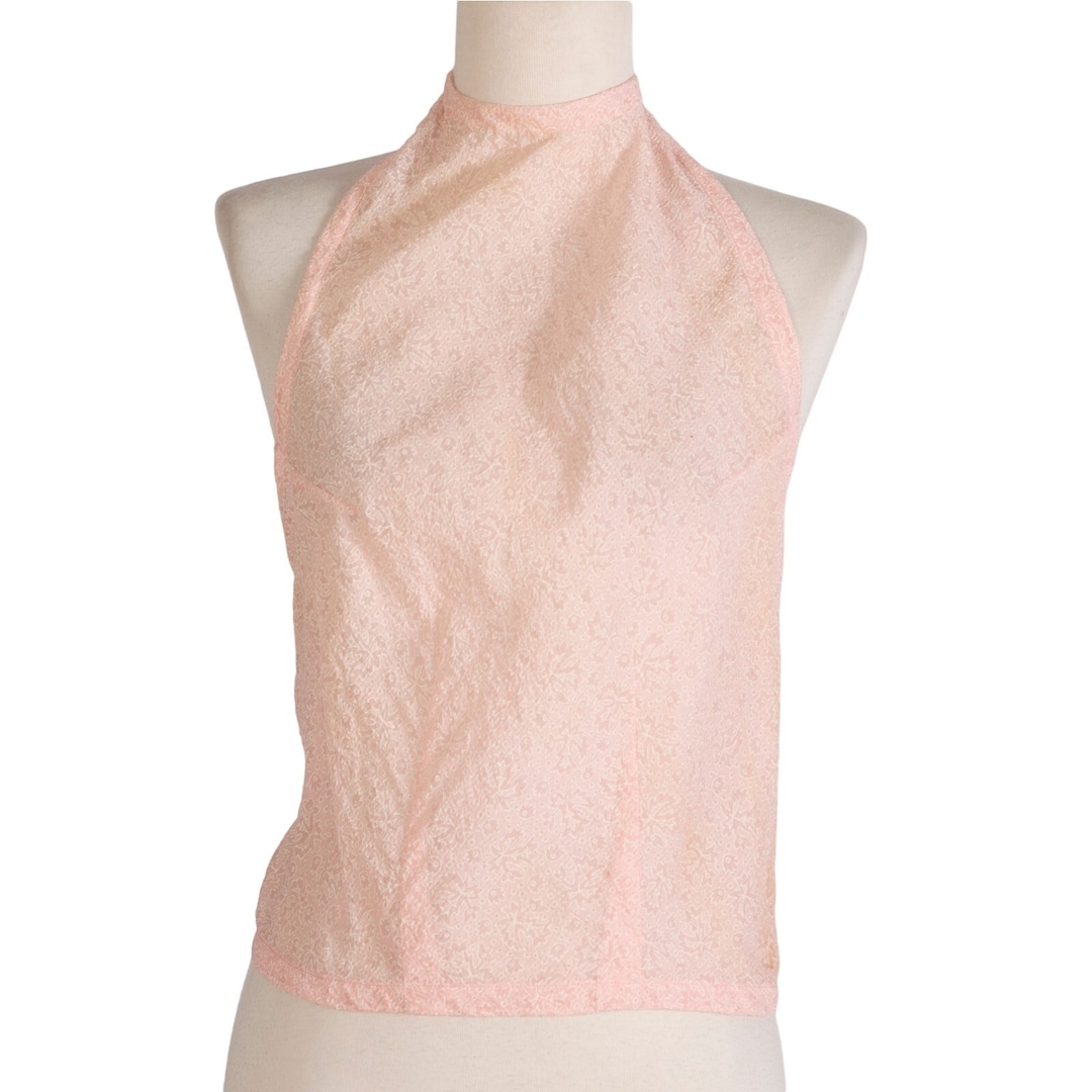 1940s Pink Halter Top | Bust 36" | Semi Sheer | Open Back | Vintage - Etsy