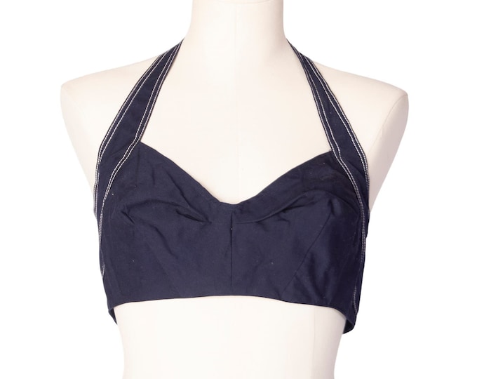 June Sale Vintage '70s Soviet Circle Stitch Cotton Longline Bra Top S ...