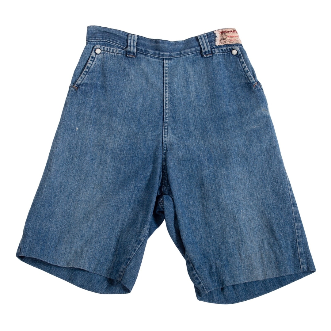1950s Western Denim Shorts | Waist 28" | Womens | Side Zip | Cotton ...