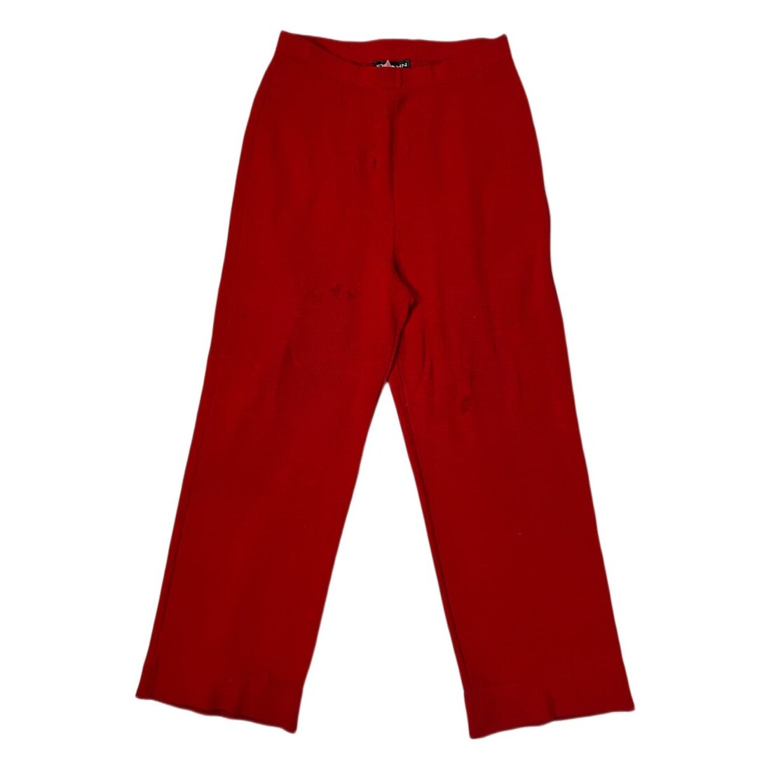 90s St. John Red Knit Pants Size 10 Waist 30-36 Vintage - Etsy
