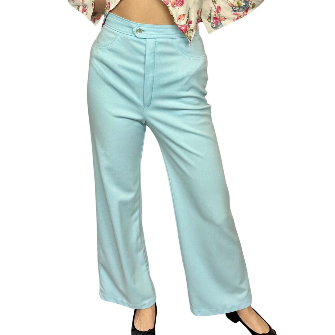 70s Trouser Pants | XS | Blue | Waist 25 | Vintage - Etsy