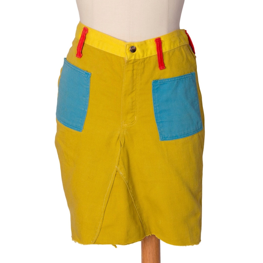 1960s Wrangler X Peter Max Yellow Denim Skirt | Waist 30-32" | Vintage ...