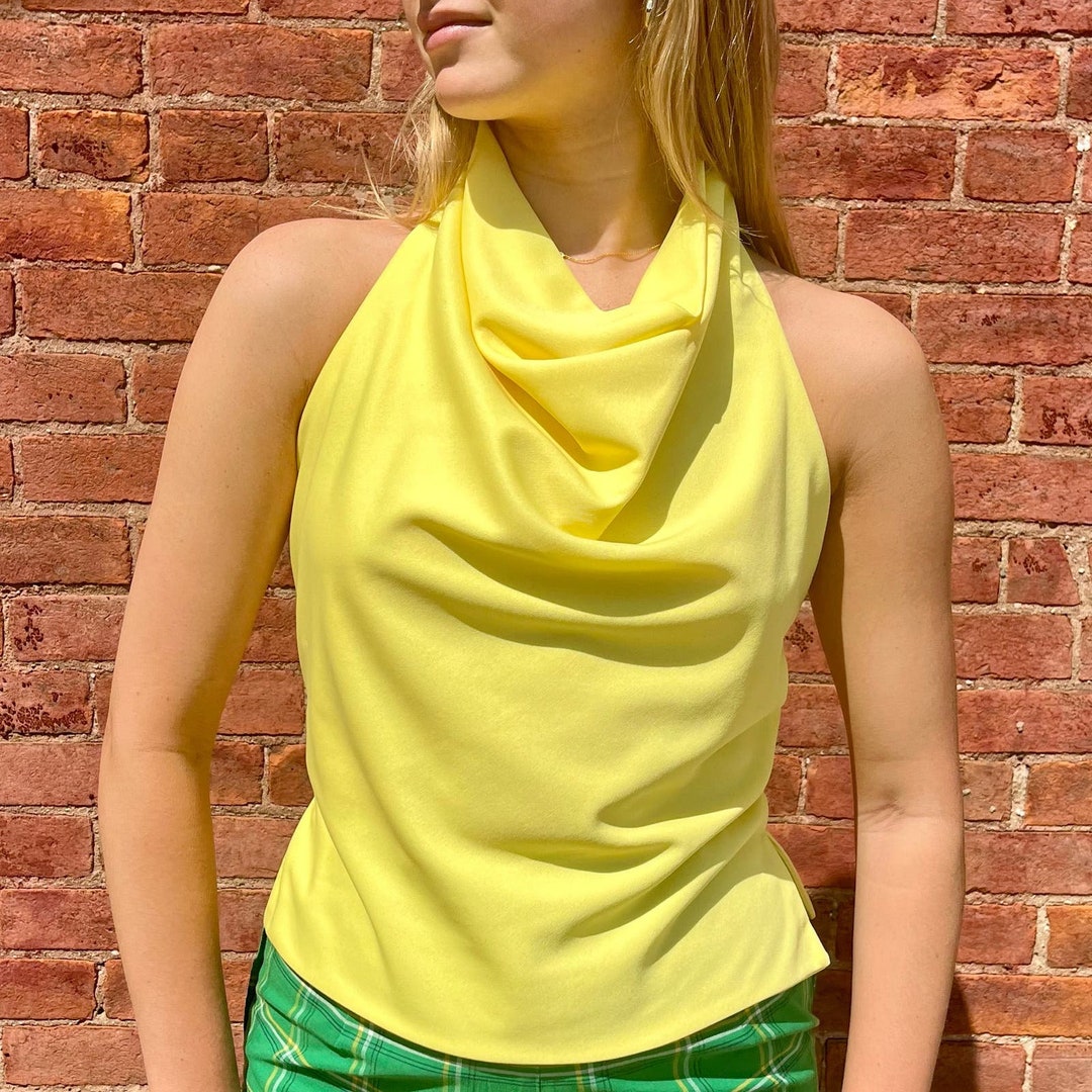 1970s Yellow Halter Top | Bust 38-42 | Vintage - Etsy