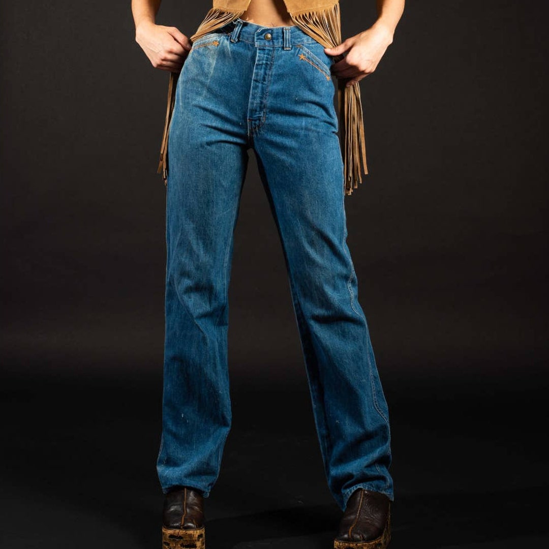70s Rare Rumble Seats Denim Jeans| Waist- 28| Hip- 17.5| Inseam- 34 ...