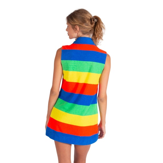 1960 Catalina Rainbow Stripe Mini Dress | Bust 36" | … - Gem