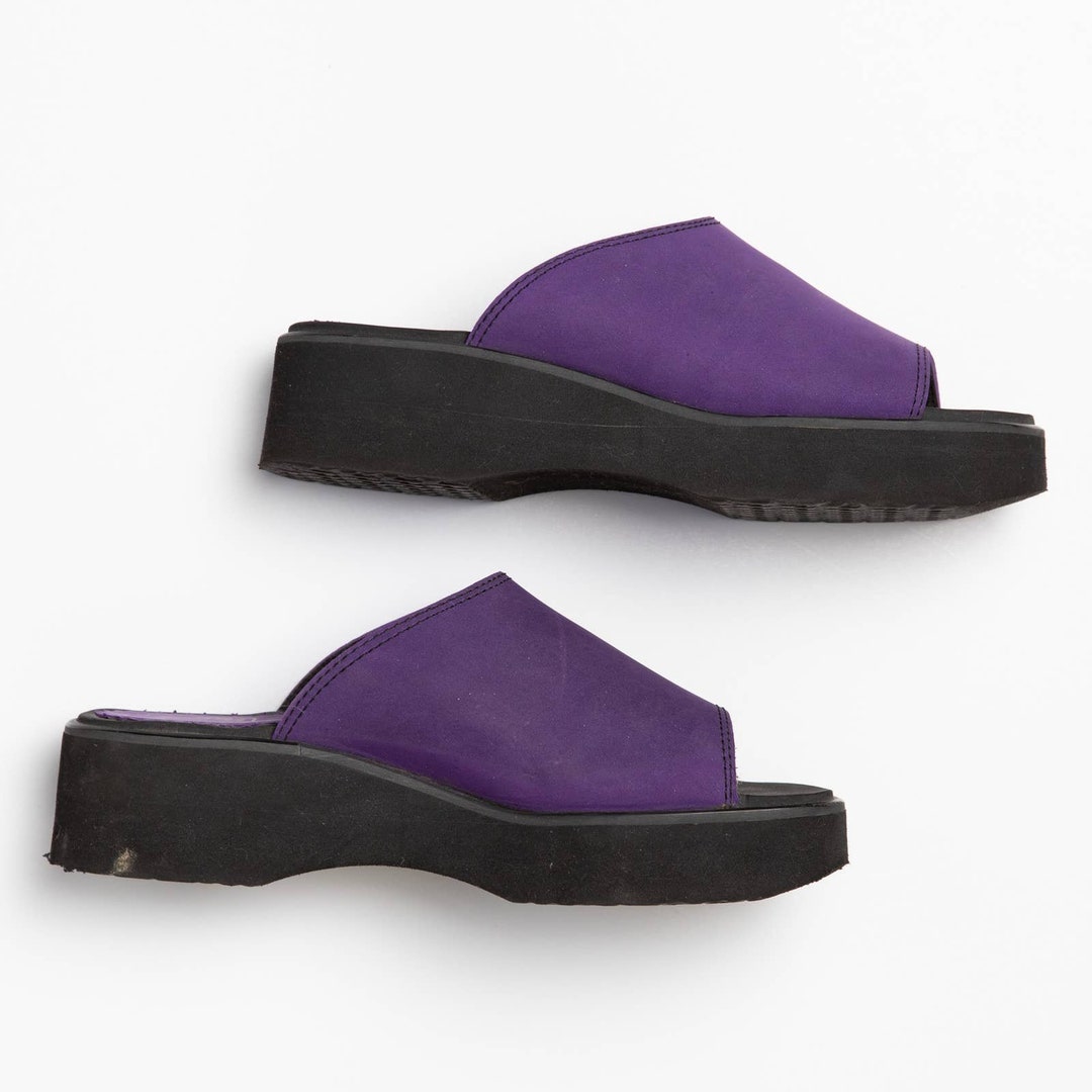 90s Beach Girl Purple and Black Platform Slides Size US 9 VTG Vintage ...