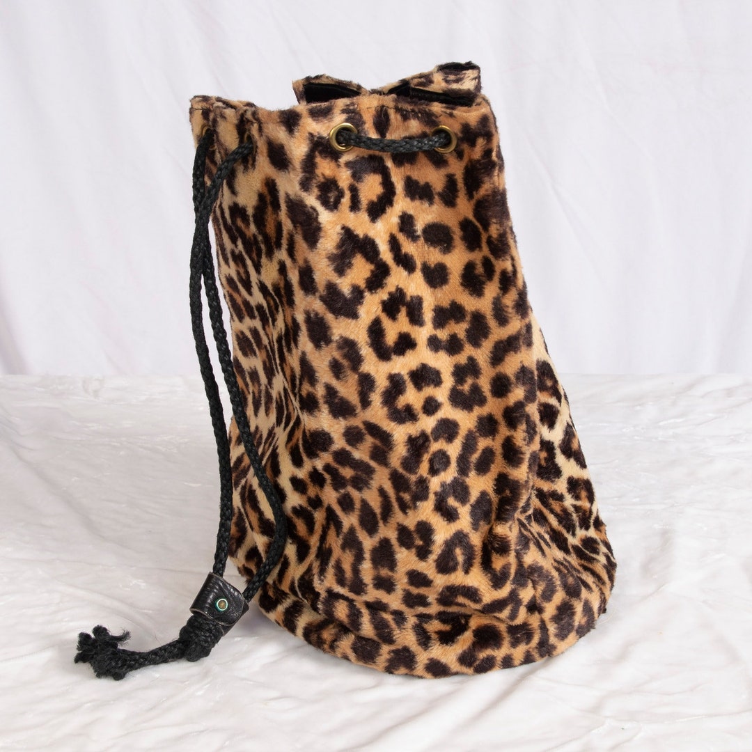 1960s Leopard Print Bag Drawstring Vintage - Etsy