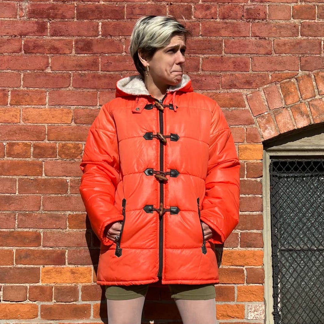 Vintage 60s Orange Puffer Coat| Bust- 44| Medium| Vintage VTG - Etsy
