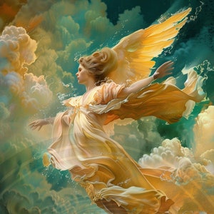 Whisper 2 PNG Realistic Angel Floating in Sky, Ethereal Divine Art ...