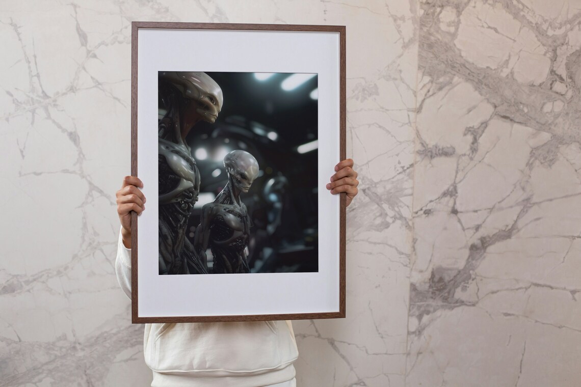 Alien Digital Artwork, Neutral Color Print With Digital Art, Digital ...