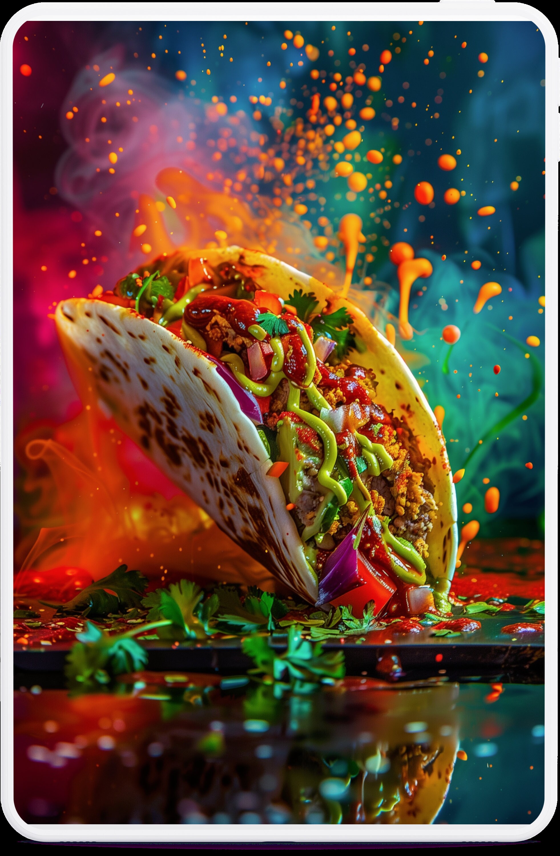 Glamor Taco Food Art, Mexican Taco Food Print, Printable Kitchen Food ...