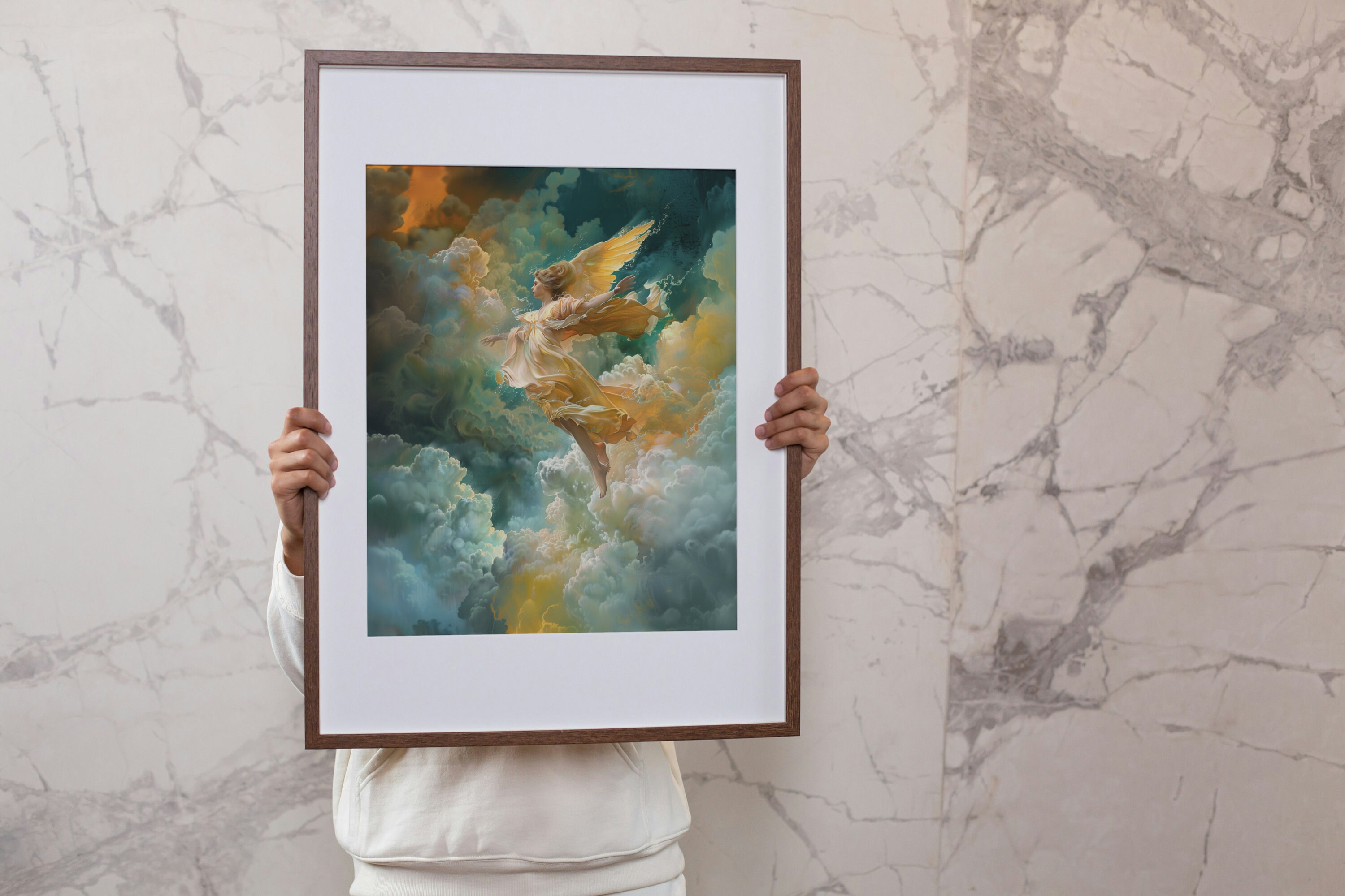 Whisper 2 PNG Realistic Angel Floating in Sky, Ethereal Divine Art ...