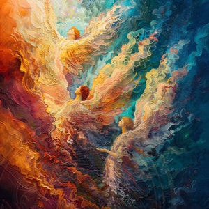 Angel Mission Oil Painting PNG, Digital Download, Angelic Art, Modern ...