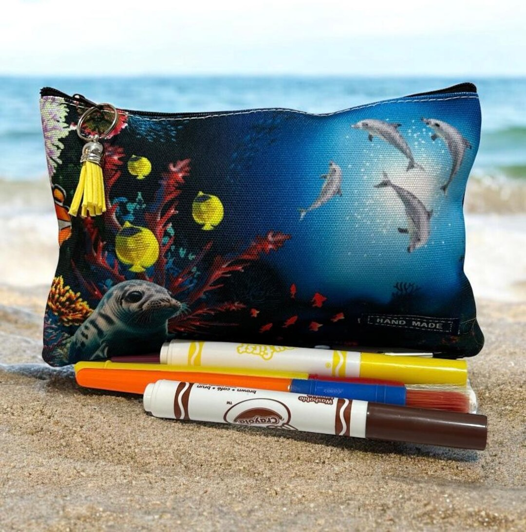 Sealife Pencil Case, Travel Makeup Bag, Artist Organizer Pouch - Etsy