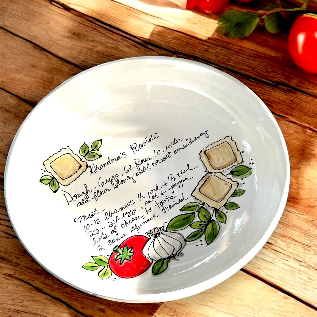 Handmade Family Ceramic Pasta Bowl Personalized Handpainted Bowl Recipe ...
