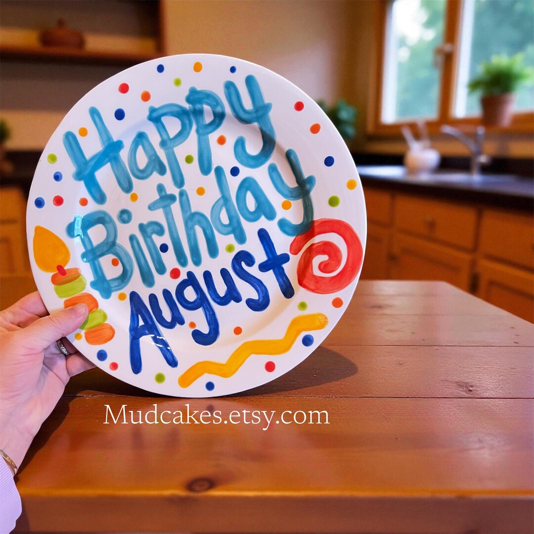 Handmade Made to Order Ceramic Birthday Plate Personalized With Candle ...