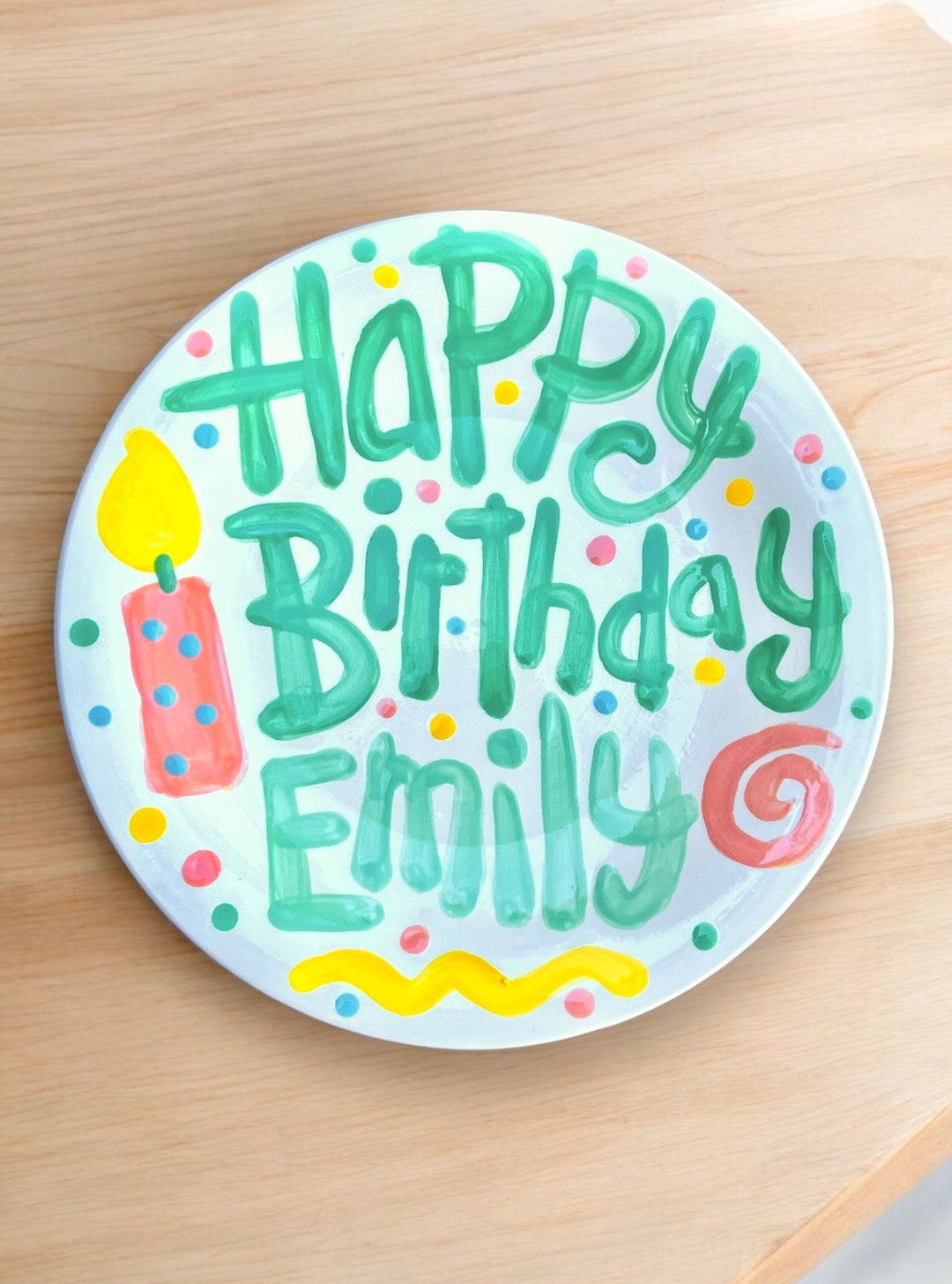 Handmade Made to Order Ceramic Birthday Plate Personalized With Candle ...