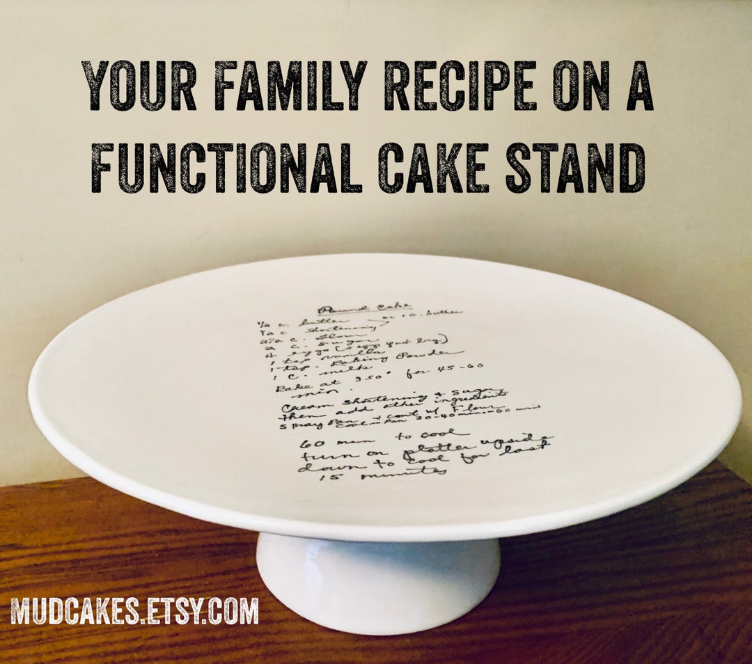Custom Handmade Ceramic Cake Stand, Recipe, Monogram, Logo, Hand ...