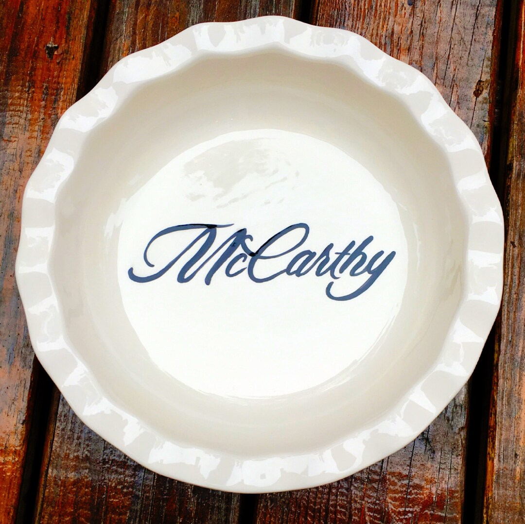 Personalized Ceramic Pie Dish: Custom Monogrammed Family Name Baker - Etsy