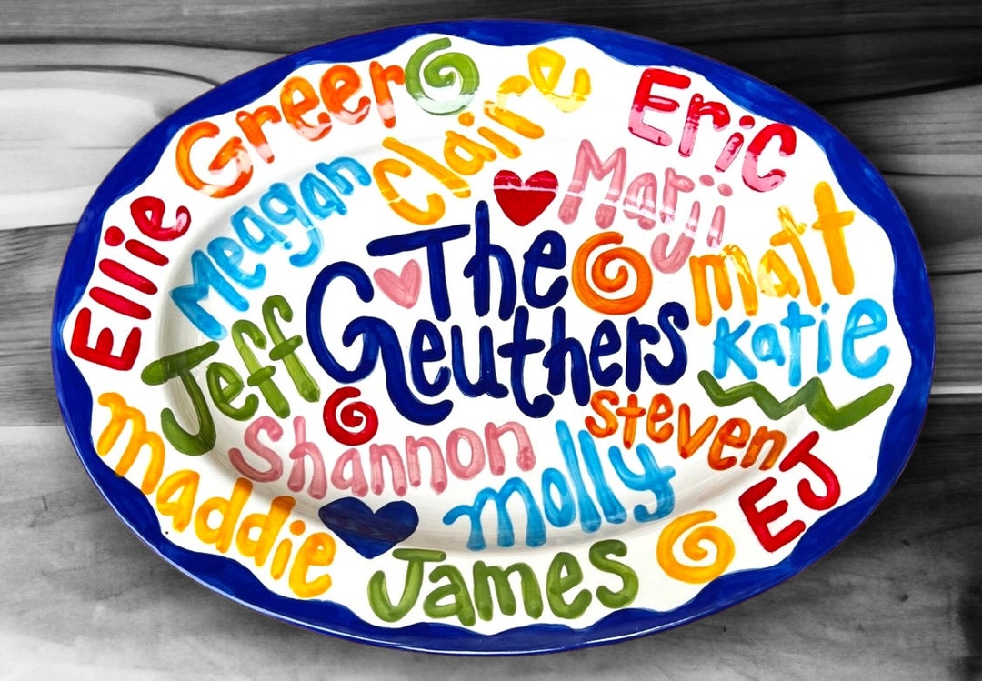 Handmade Large Ceramic Tray Personalized Family Names Gift - Etsy