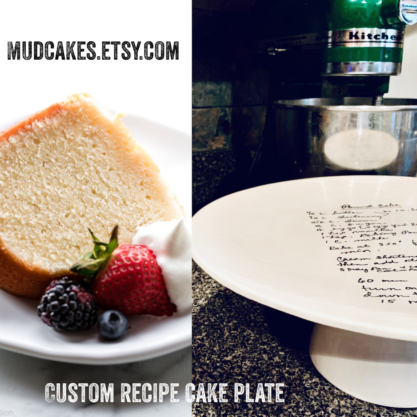 Custom Handmade Ceramic Cake Stand Plate Recipe, Monogram, Logo or ...