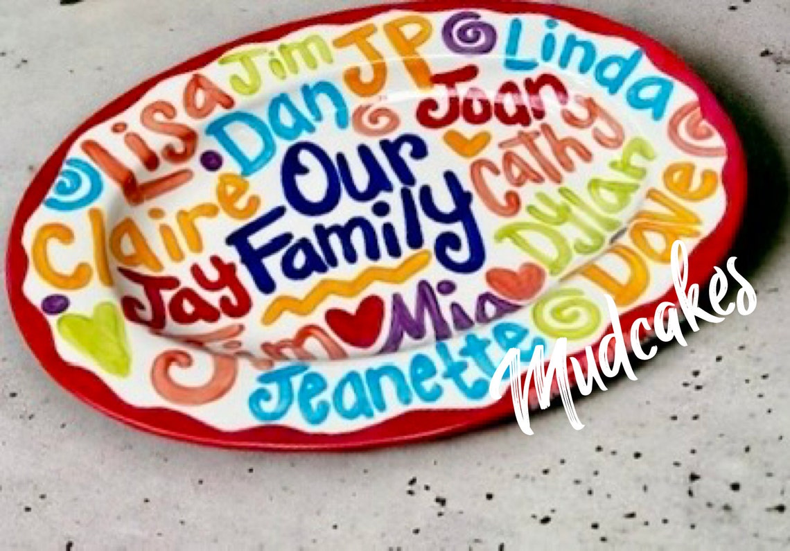 Handmade Large Ceramic Tray Personalized Family Names Gift - Etsy