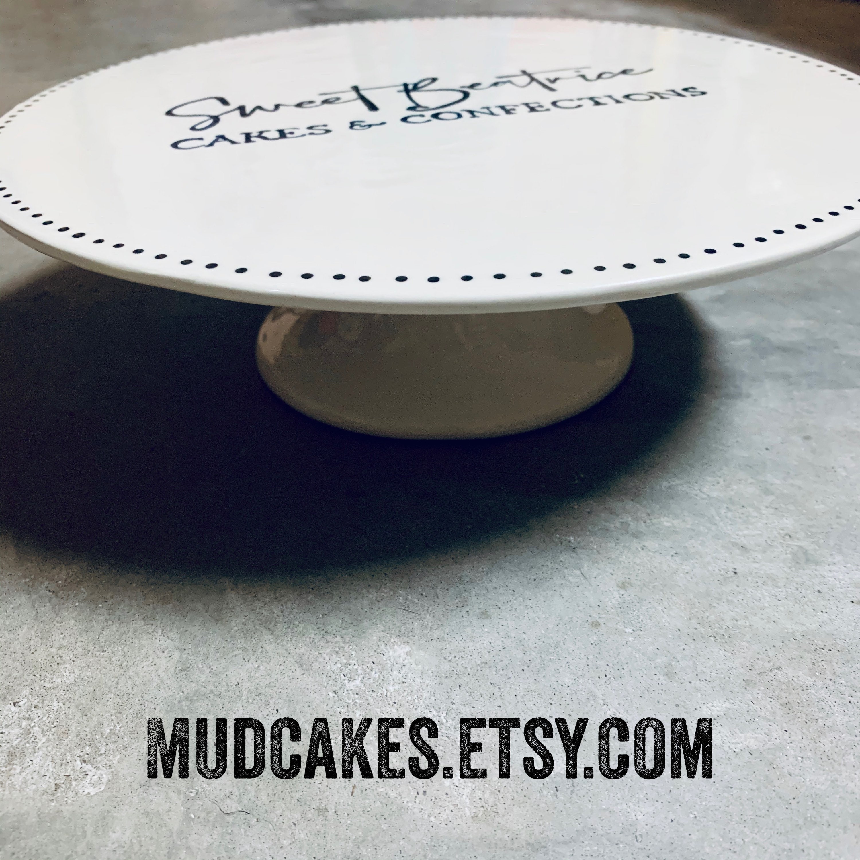 Custom handmade ceramic cake stand plate recipe monogramlogo | Etsy