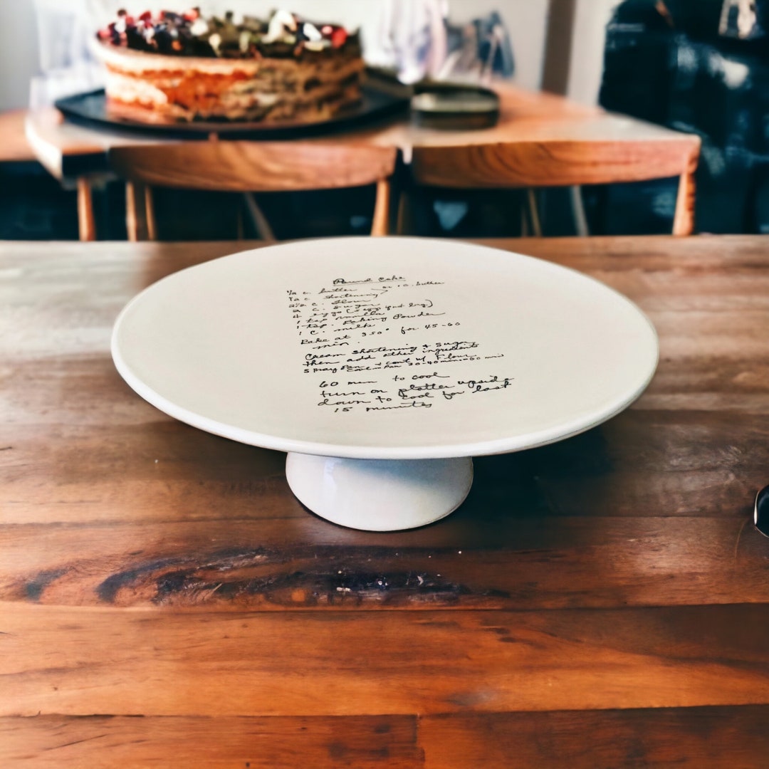 Custom Handmade Ceramic Cake Stand Plate Recipe, Monogram, Logo or ...