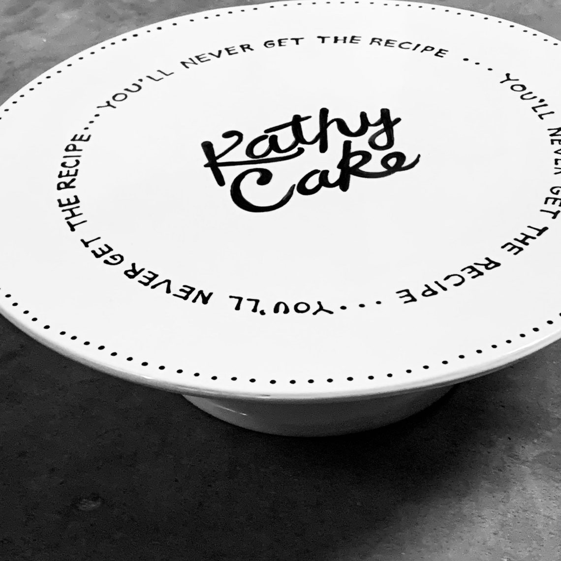 Custom handmade ceramic cake stand plate recipe monogramlogo | Etsy