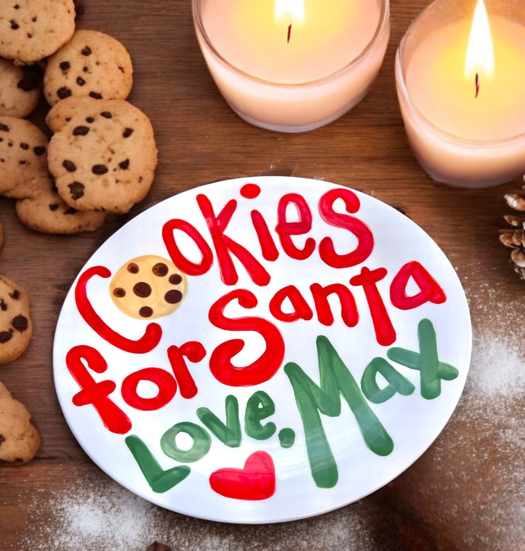 Handmade Ceramic Cookies for Santa Plate Personalized - Etsy