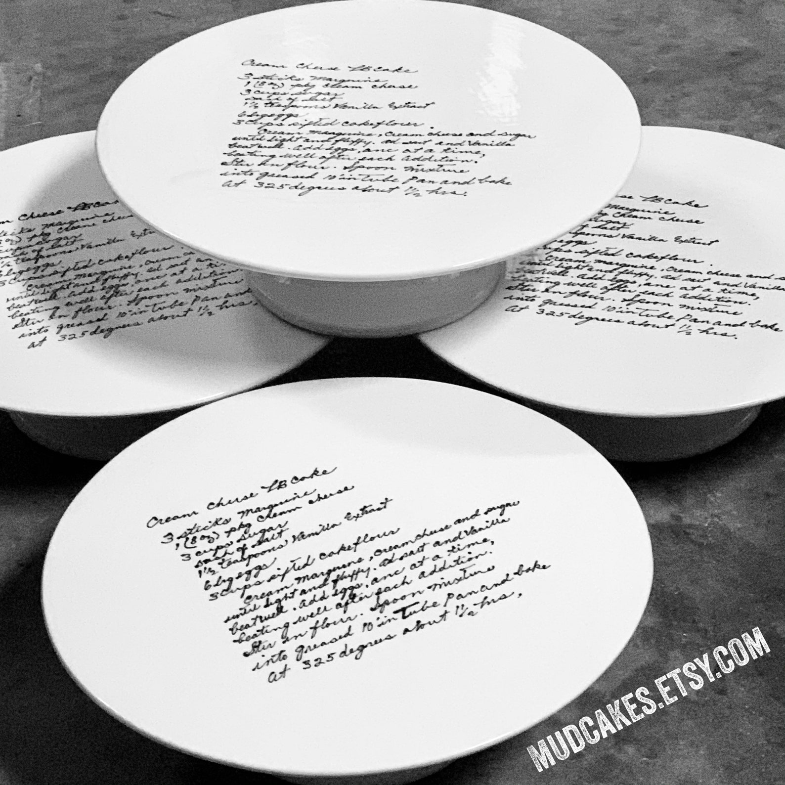 Custom handmade ceramic cake stand plate recipe monogramlogo | Etsy