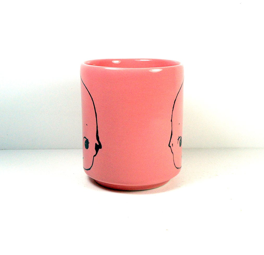 15oz coffee mug/tea mug with giant Kewpie head on both sides, shown ...