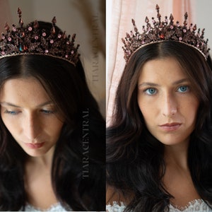 Dark Crown, Tiara Crown, Black Crown, Dark Rhinestones Tiara, Bridal ...