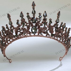 Dark Crown, Tiara Crown, Black Crown, Dark Rhinestones Tiara, Bridal ...