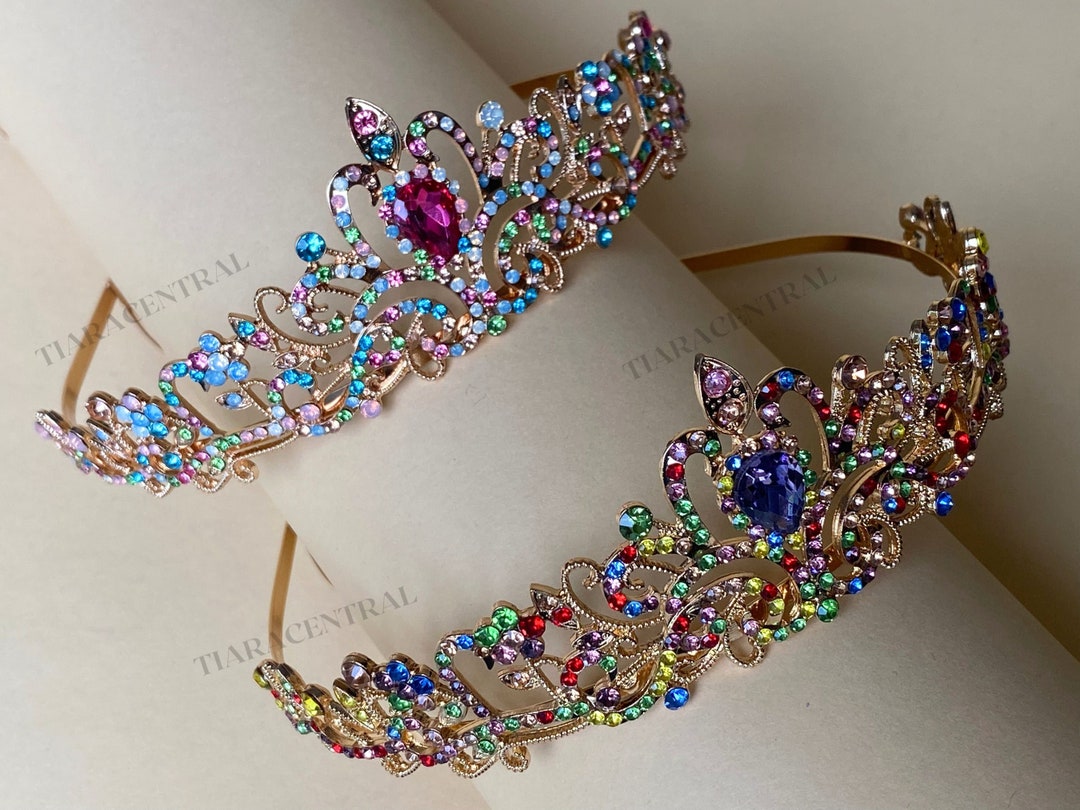 Rainbow Tiara for Kids, Colorful Rhinestone Tiara for Girls, Small ...