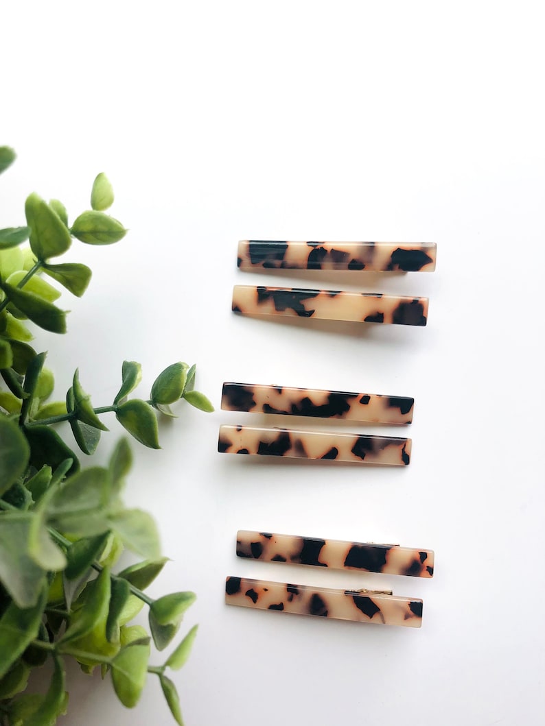 Tortoise Shell Barrette Set – Golden Brown Hair Clips, Approx 2.25