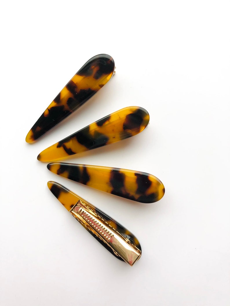 Tortoise Shell Teardrop Hair Clips - Set of 2, Strong Grip - Etsy