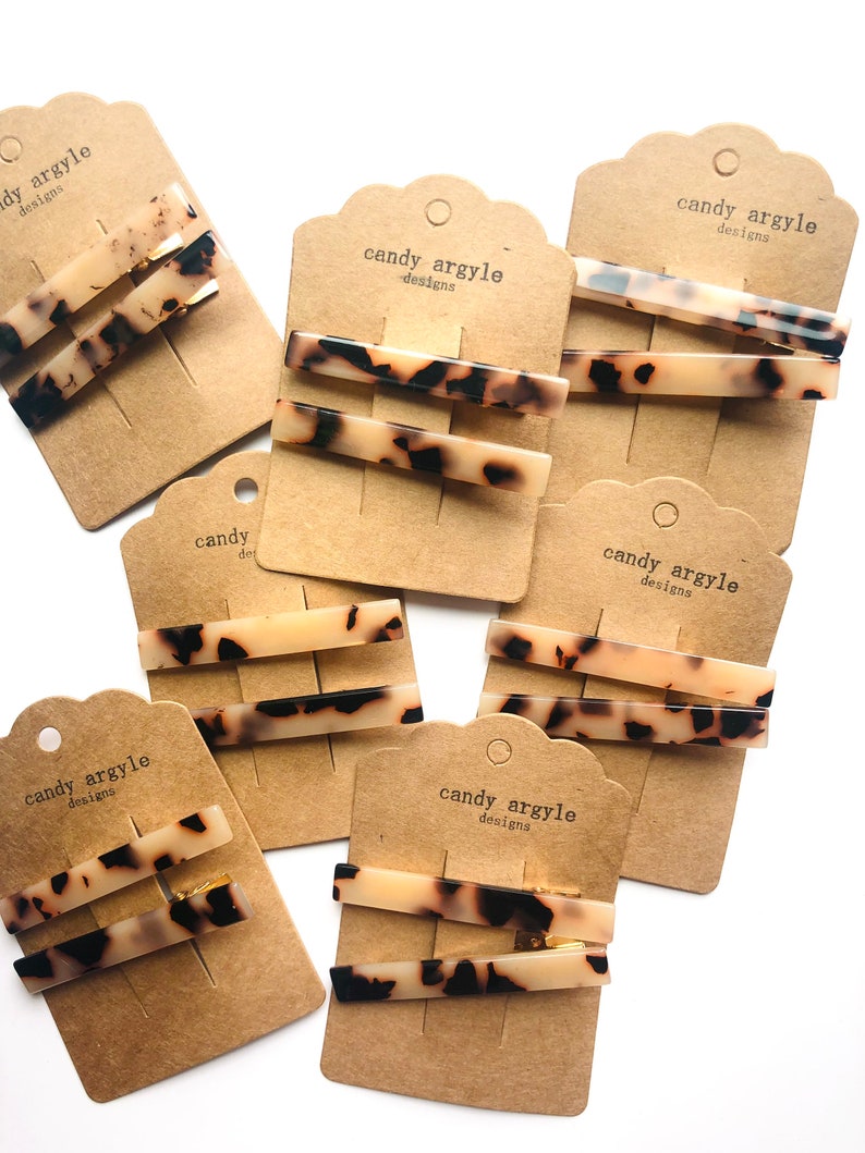 Tortoise Shell Barrette Set – Golden Brown Hair Clips, Approx 2.25" - Etsy