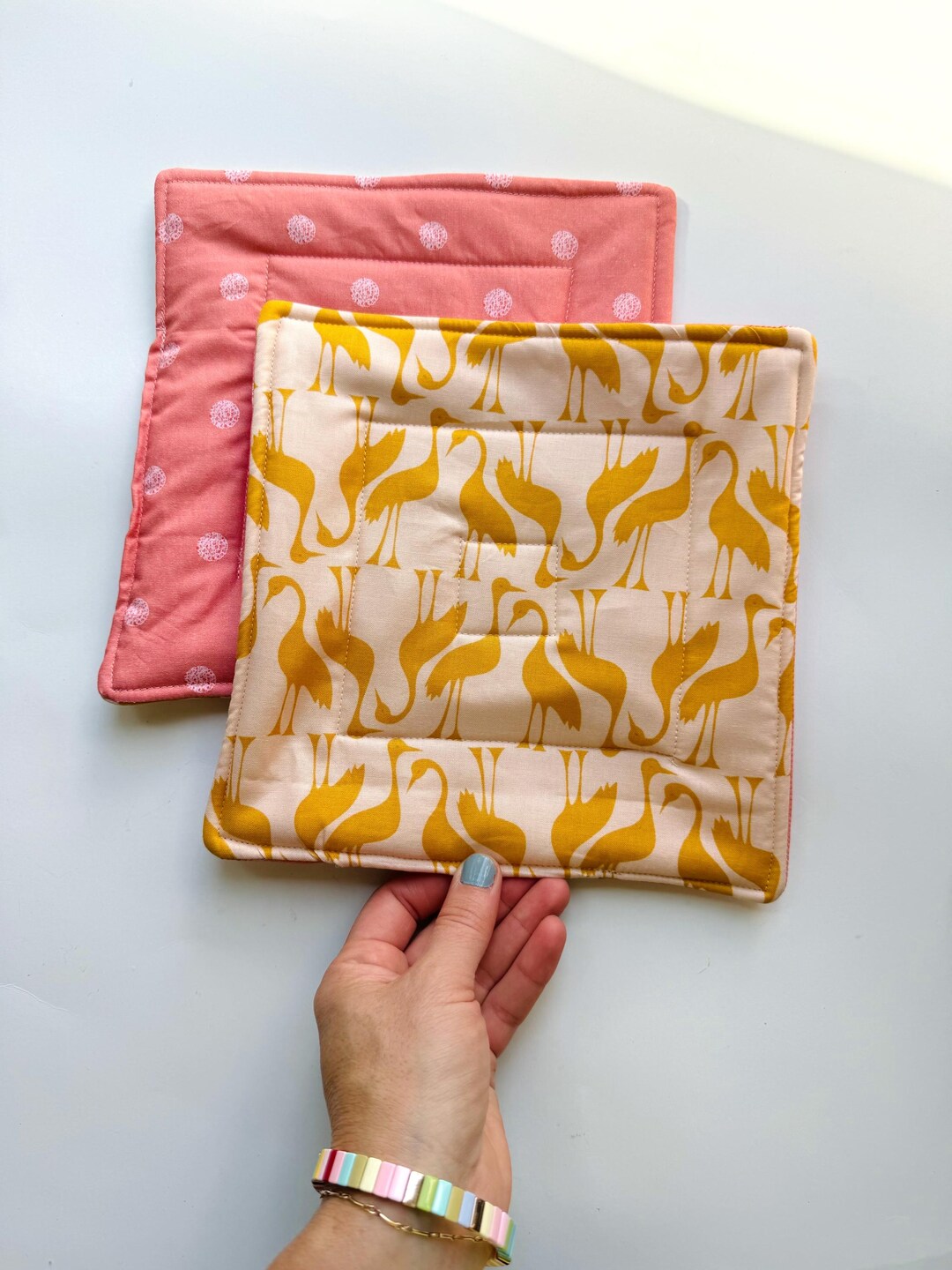 Fabric Hot Pads Modern Kitchen Hot Pads Potholders Pink Hot Pads Grad ...