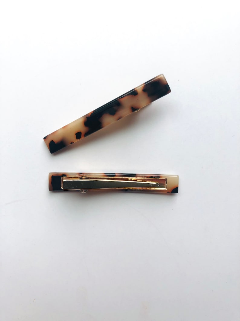 Tortoise Shell Barrette Set – Golden Brown Hair Clips, Approx 2.25" - Etsy
