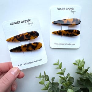 Tortoise Shell Teardrop Hair Clips - Set of 2, Strong Grip - Etsy