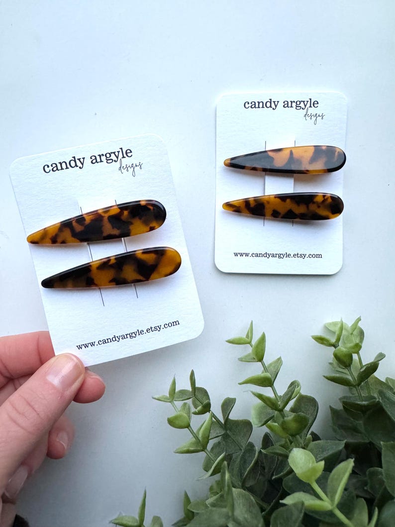 Tortoise Shell Teardrop Hair Clips - Set of 2, Strong Grip - Etsy