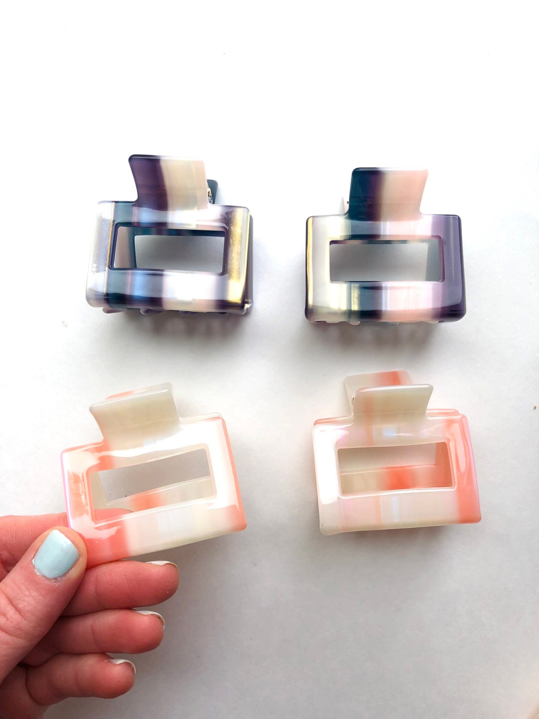 Striped Hair Claw - Blue Purple Hair Claw - Coral Hair Claw - Modern ...