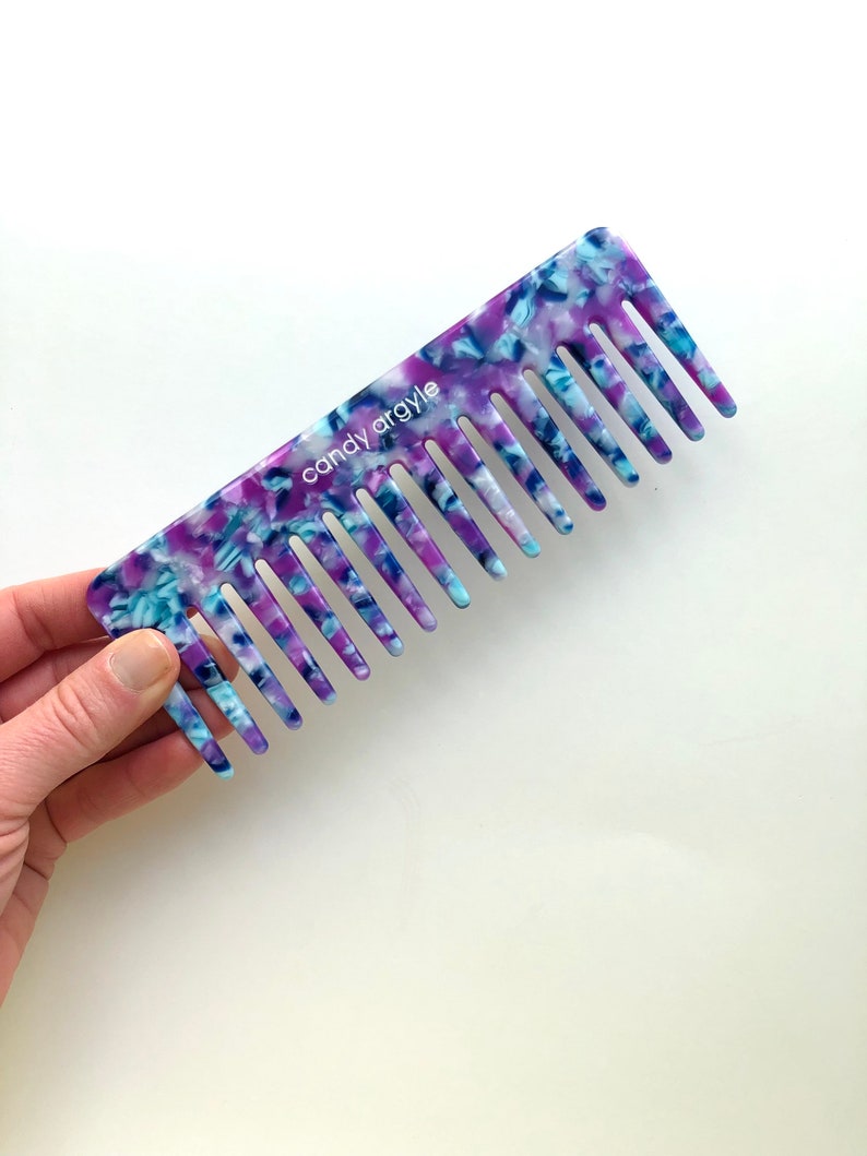 Acetate Wide Tooth Comb - Purple Blue Hair Comb - Etsy
