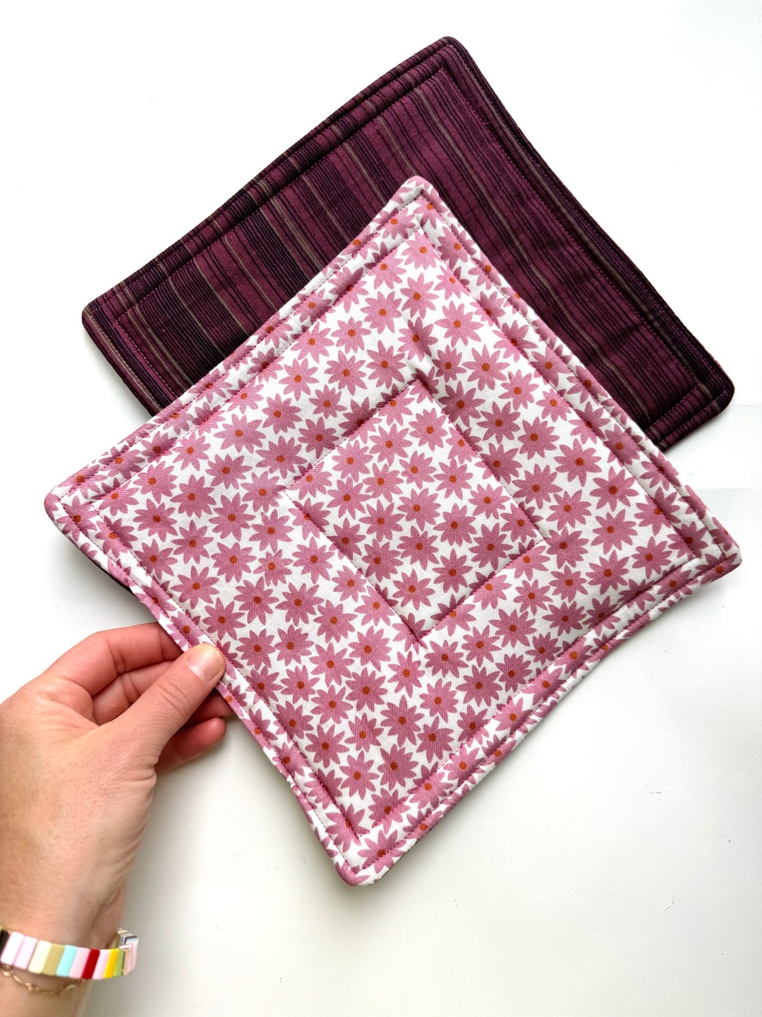 Colorful Hot Pads - Modern Kitchen Hot Pads - Gift for Mom - Pink Hot ...