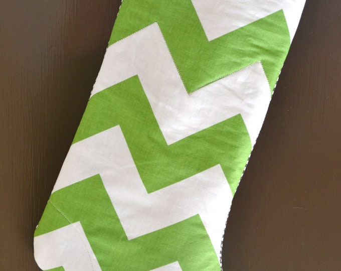 Modern Christmas Stocking Green Chevron - Etsy
