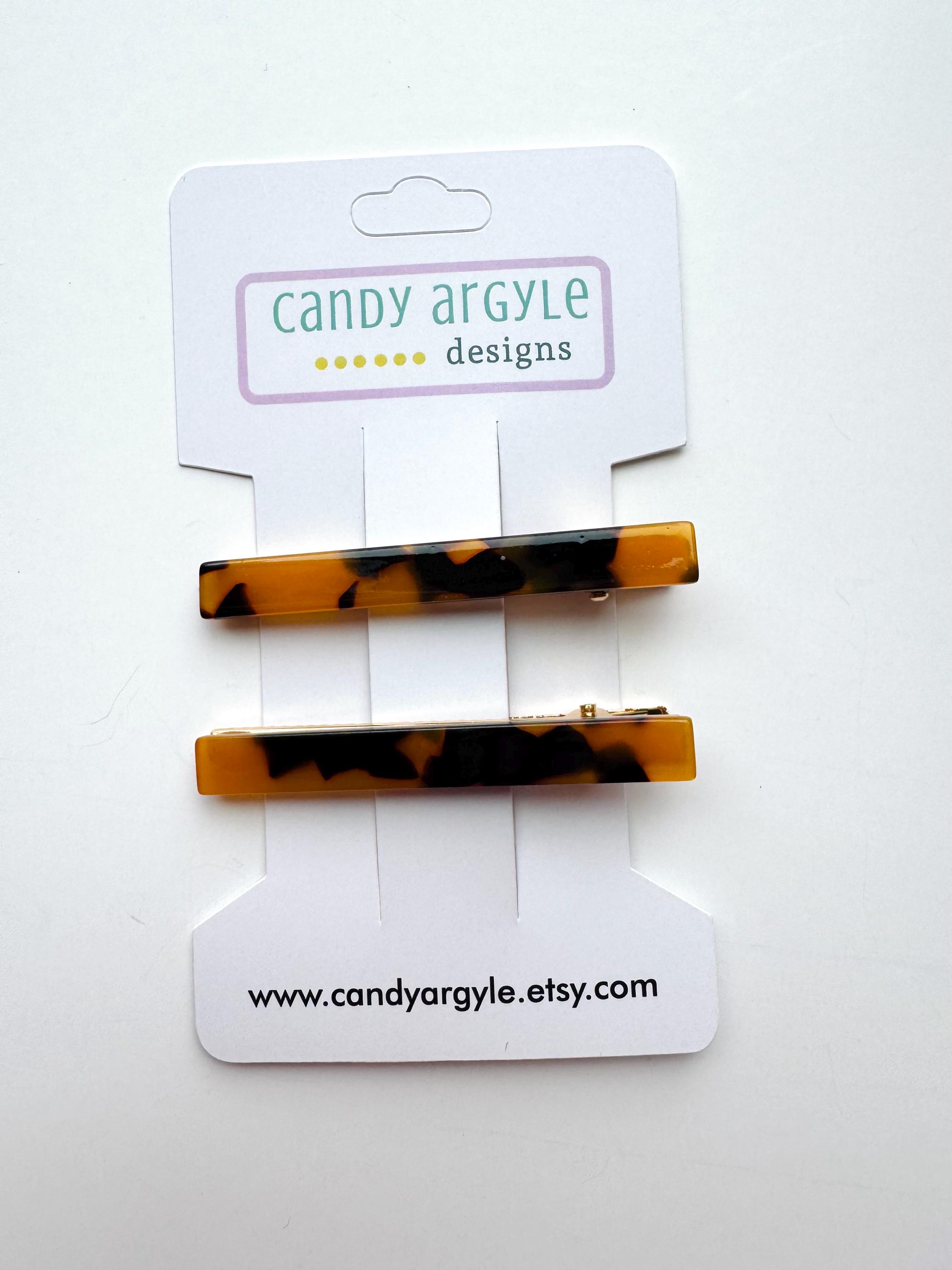 Tortoise Shell Barrette Set – Golden Brown Hair Clips - Etsy