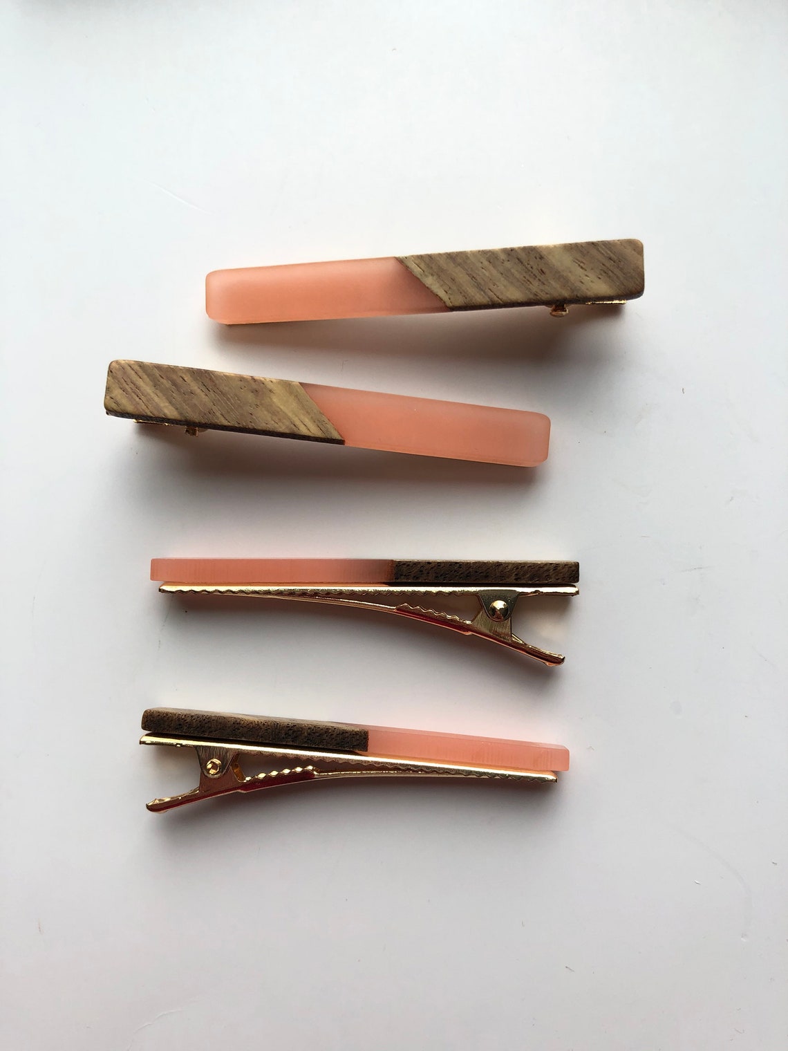 Hair Clips Wood Hair Clip Wood and Acrylic Hair Clip | Etsy