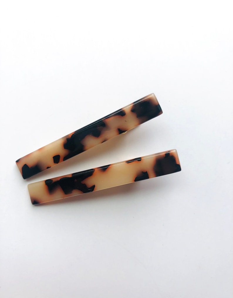 Tortoise Shell Barrette Set – Golden Brown Hair Clips, Approx 2.25